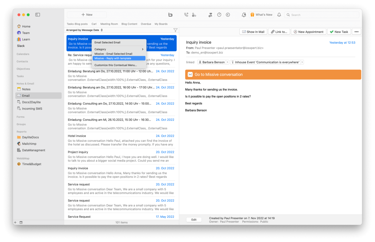 iOMailAssistant for Daylite - iOSXpert